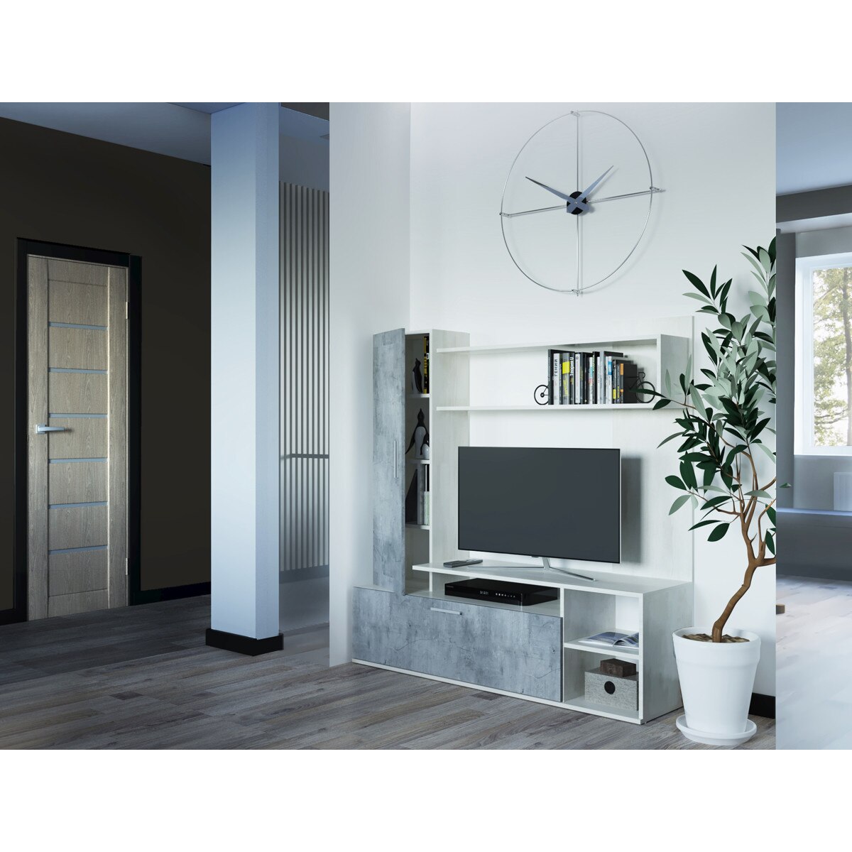 Perete viu, nabbi, Kalina, lemn alb / beton - eMAG.ro