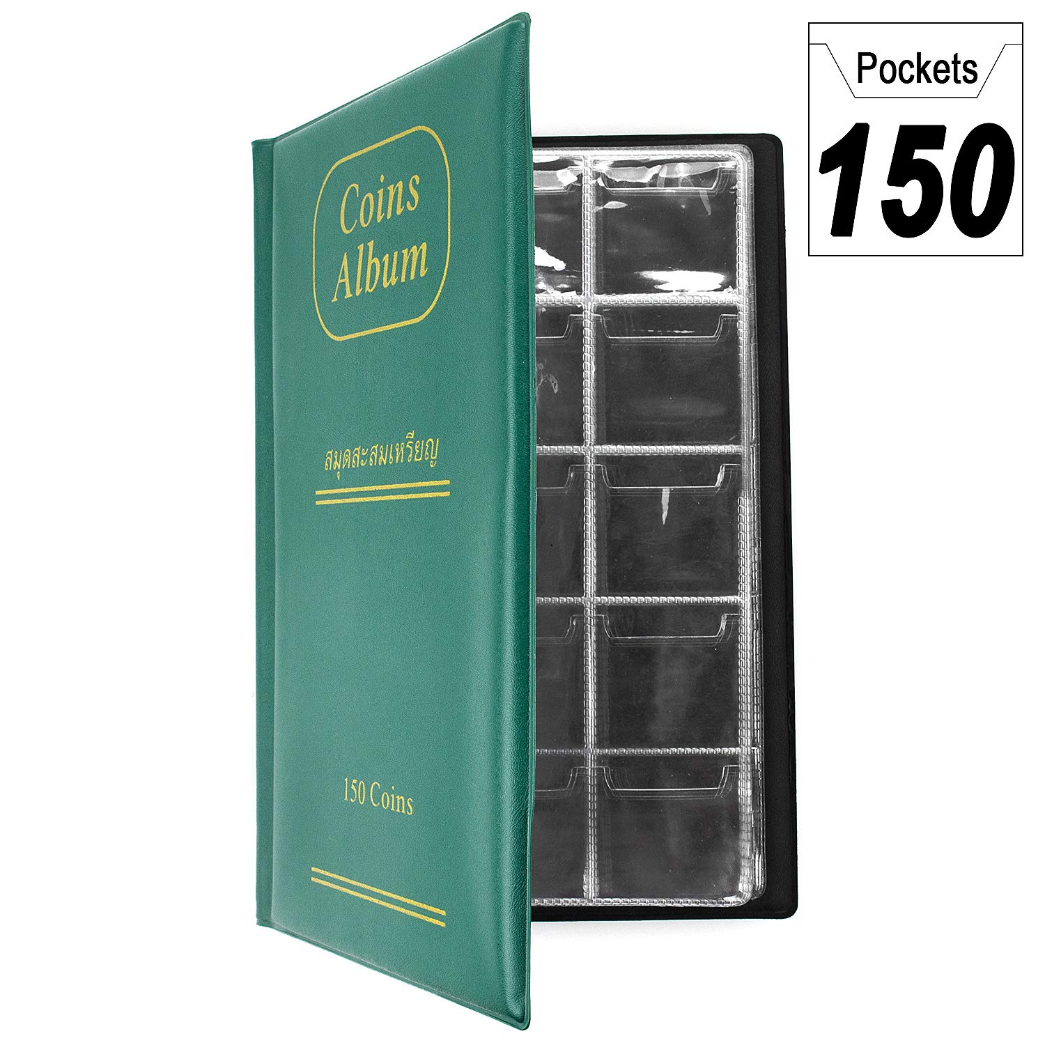 Album monede cu 150 buzunare, JENUOS®, dimensiunea buzunarului 45x45mm ...