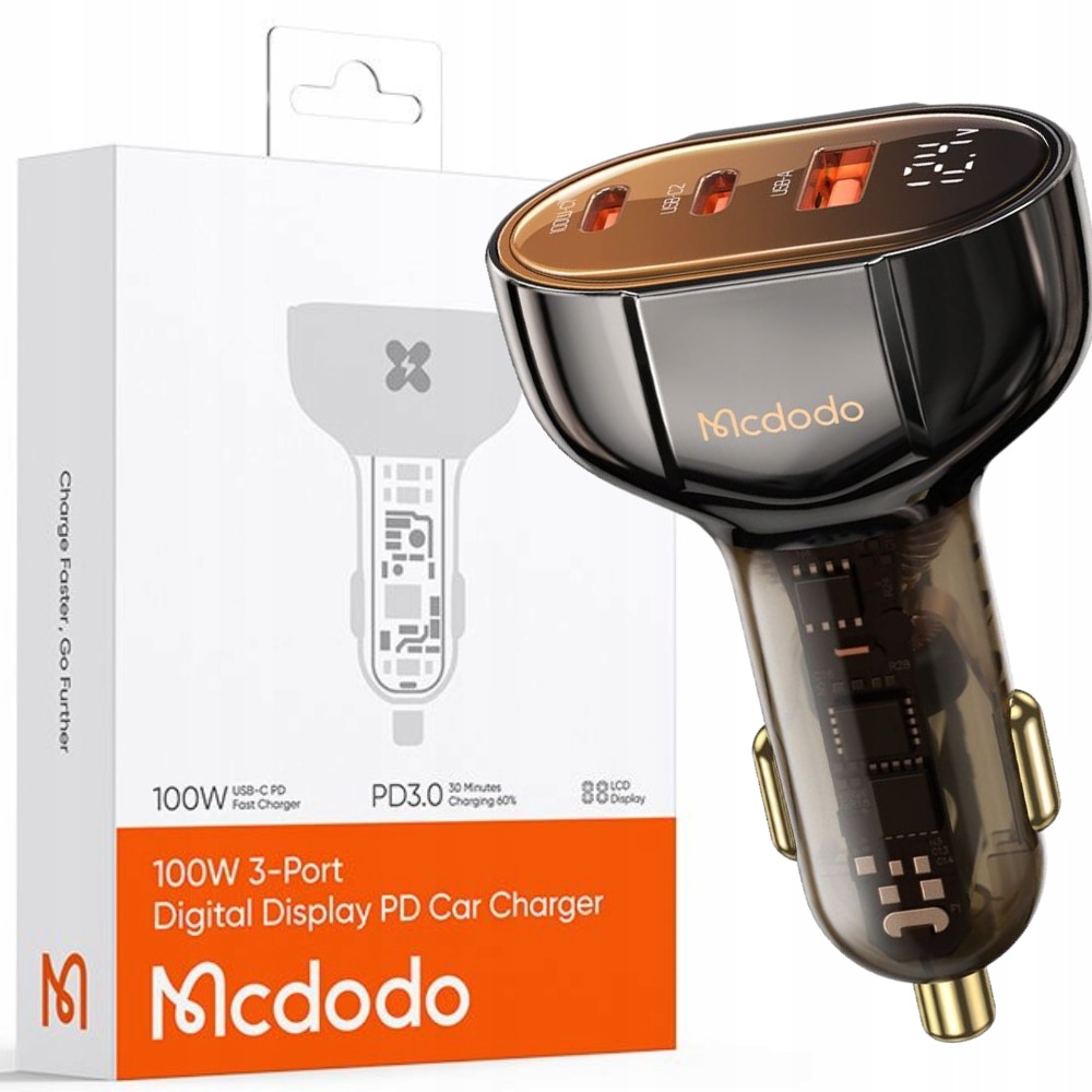 Incarcator Auto, Mcdodo, Usb/Usb-C, Pd 100W Lcd, Maro - eMAG.ro