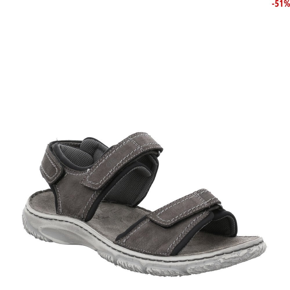 Sandale barbati, Josef Seibel, Piele naturala, Gri, 46 - eMAG.ro