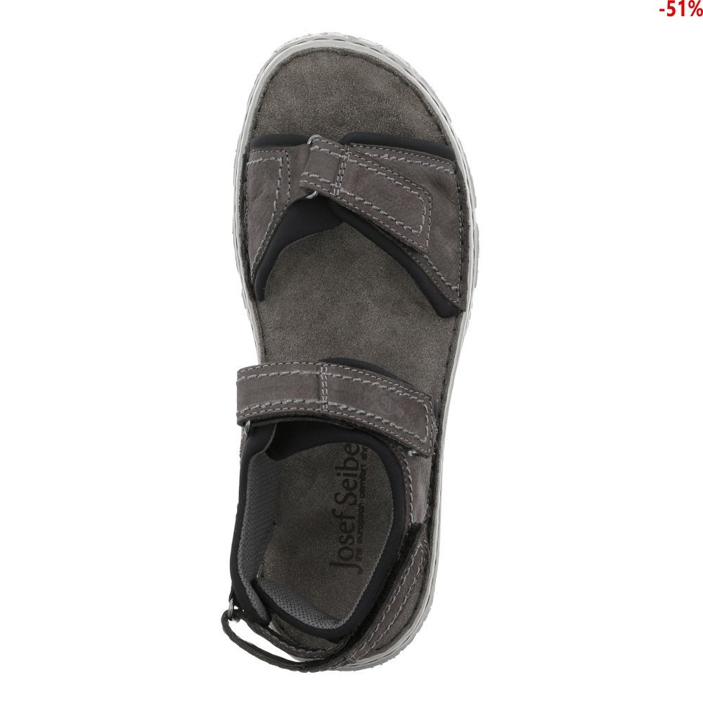 Sandale barbati, Josef Seibel, Piele naturala, Gri, 46 - eMAG.ro