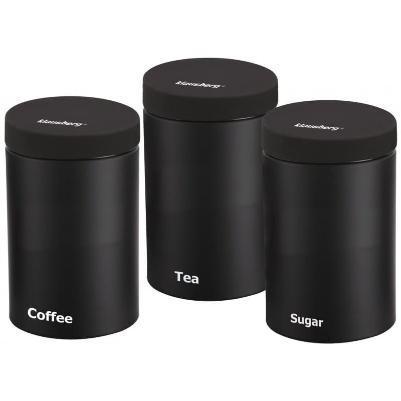 Set 3 recipiente, Klausberg, Inox, Negru - eMAG.ro