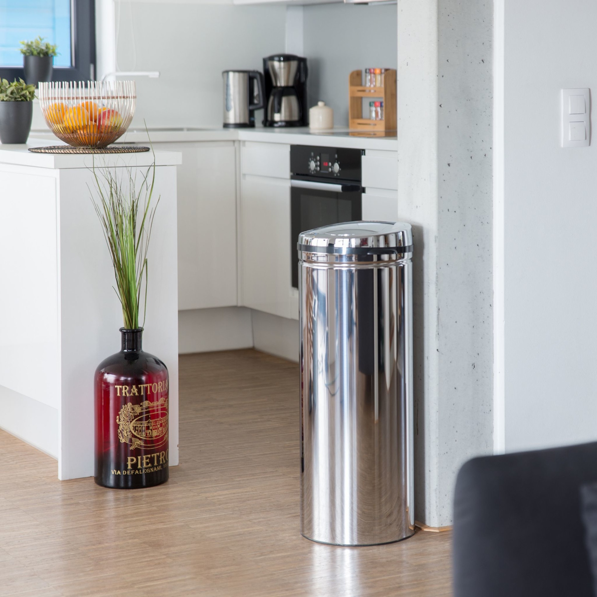 Cos de gunoi cu senzor, 50 L, otel, design modern, argintiu - eMAG.ro