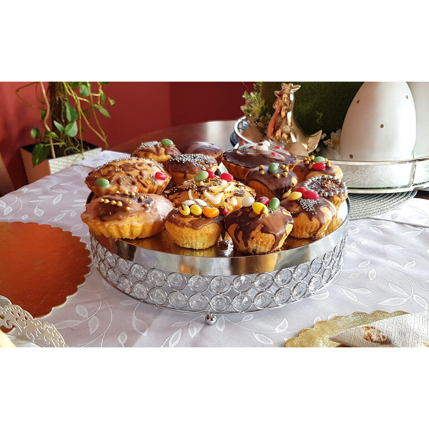 Platou tort, Domex Decor, Cristal, 30 cm, Oglinda - eMAG.ro