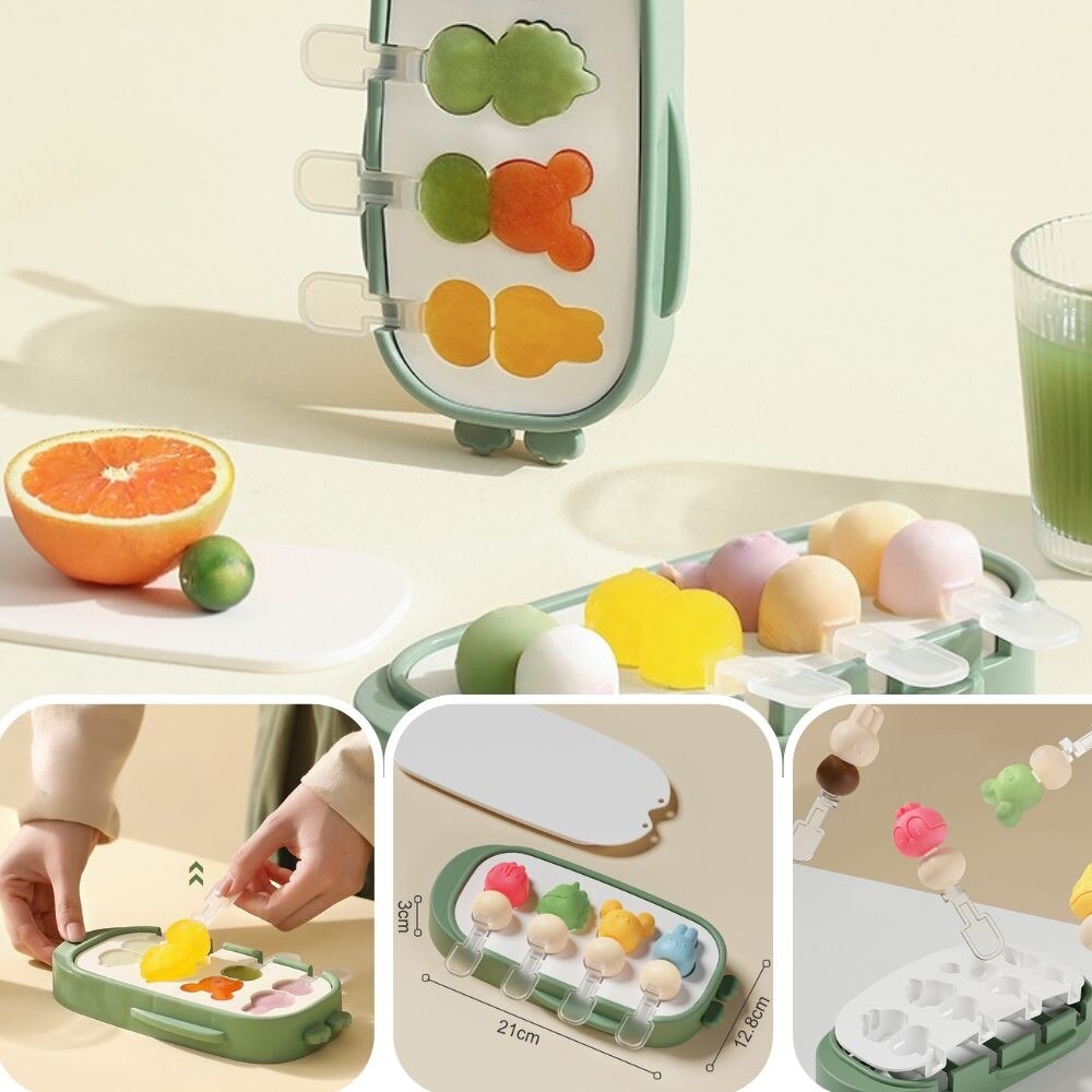 Forma pentru inghetata Flippy, 4 compartimente, forme cu animalute ...