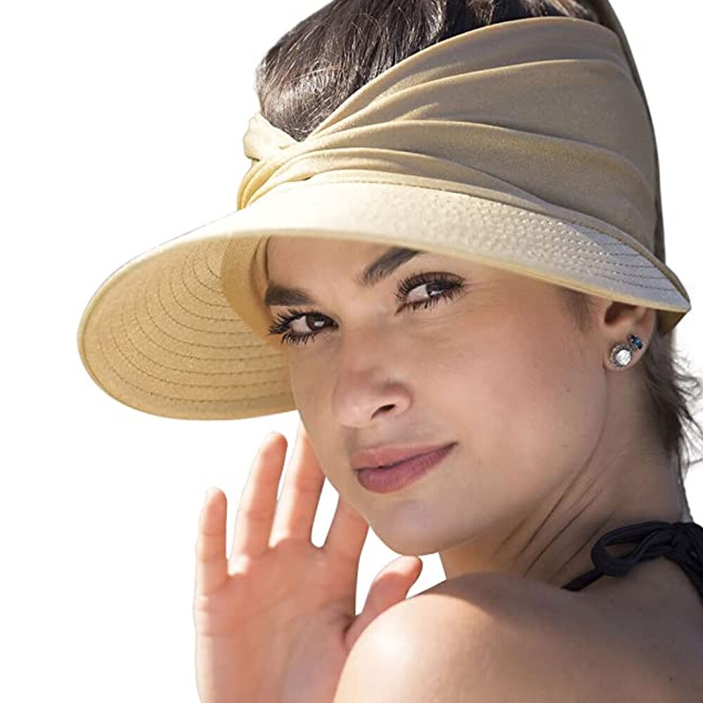 Sapca de soare dama, Poliester/Spandex, Bej, 58cm - eMAG.ro