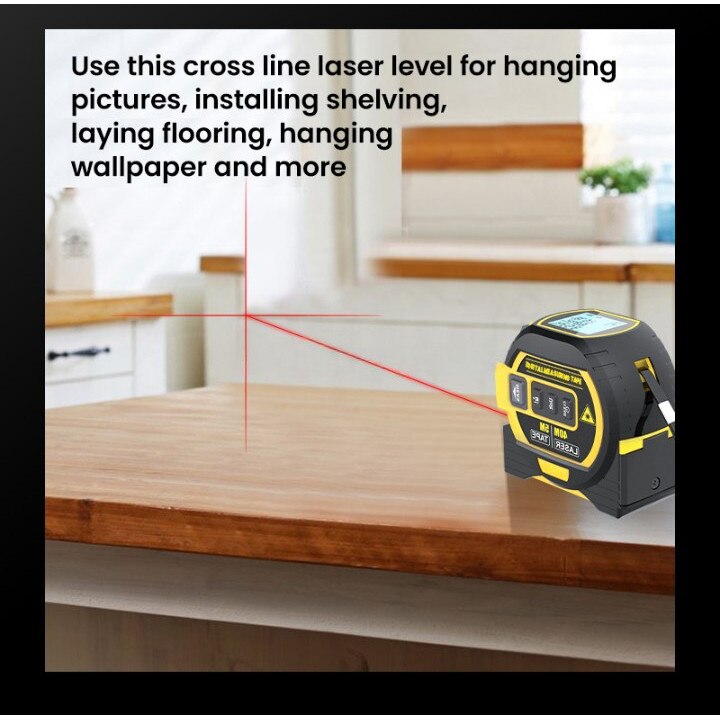 Ruleta cu laser 3 in 1 cu afisaj LCD, masurare laser 40 m, masurare cu ...