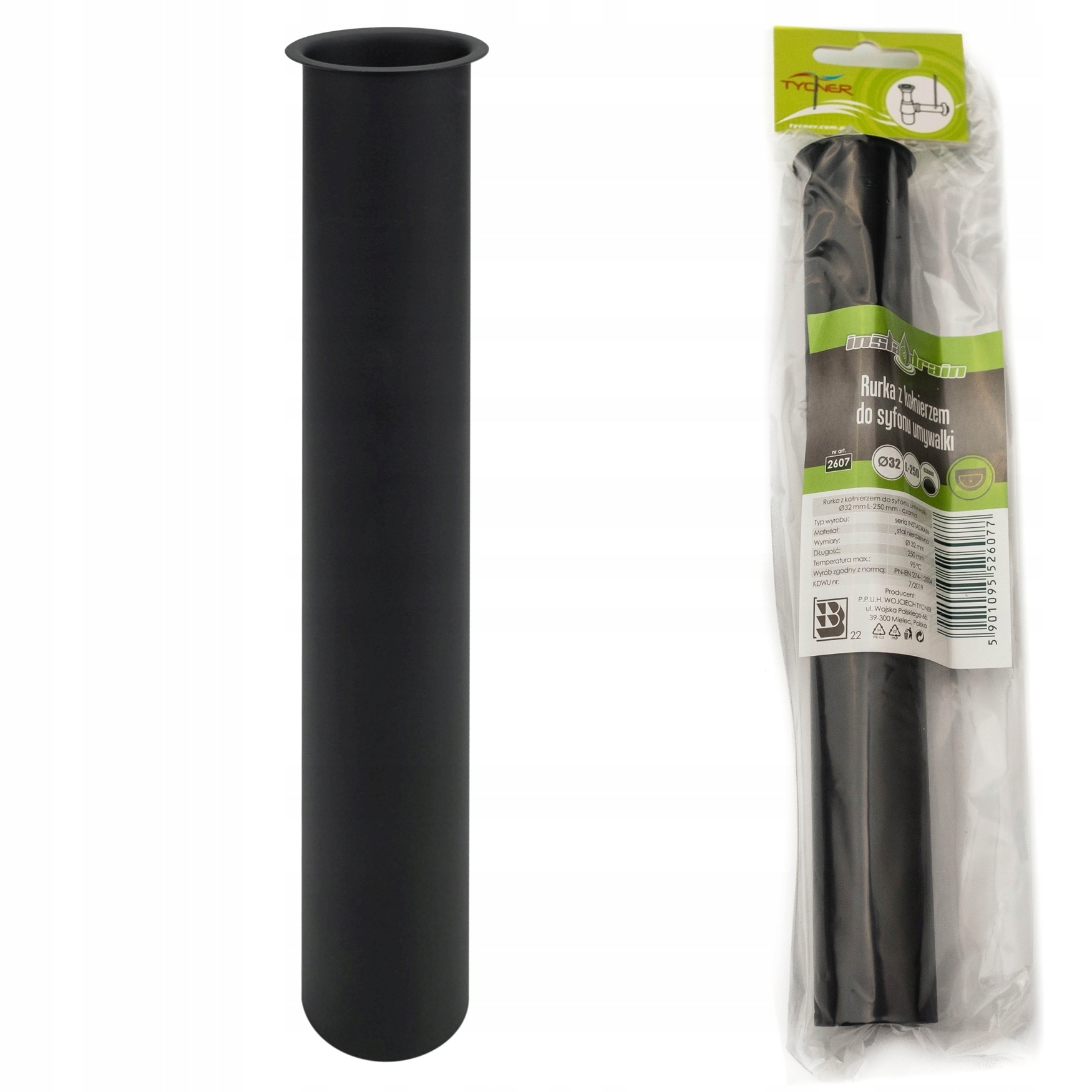 Teava cu flansa pentru sifon si lavoar, Tycner, 32 x 250mm, Otel ...