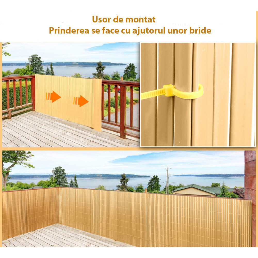 Paravan imitatie Bambus PVC 150x300cm, balcon, gard, terasa, protectie ...