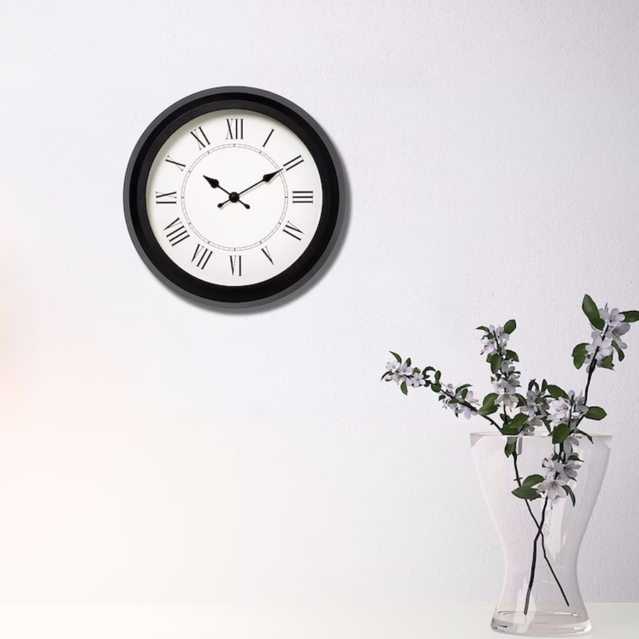 Ceas de perete, tensiune joasa, cadran negru, Ø 25 cm, OE311 - eMAG.ro