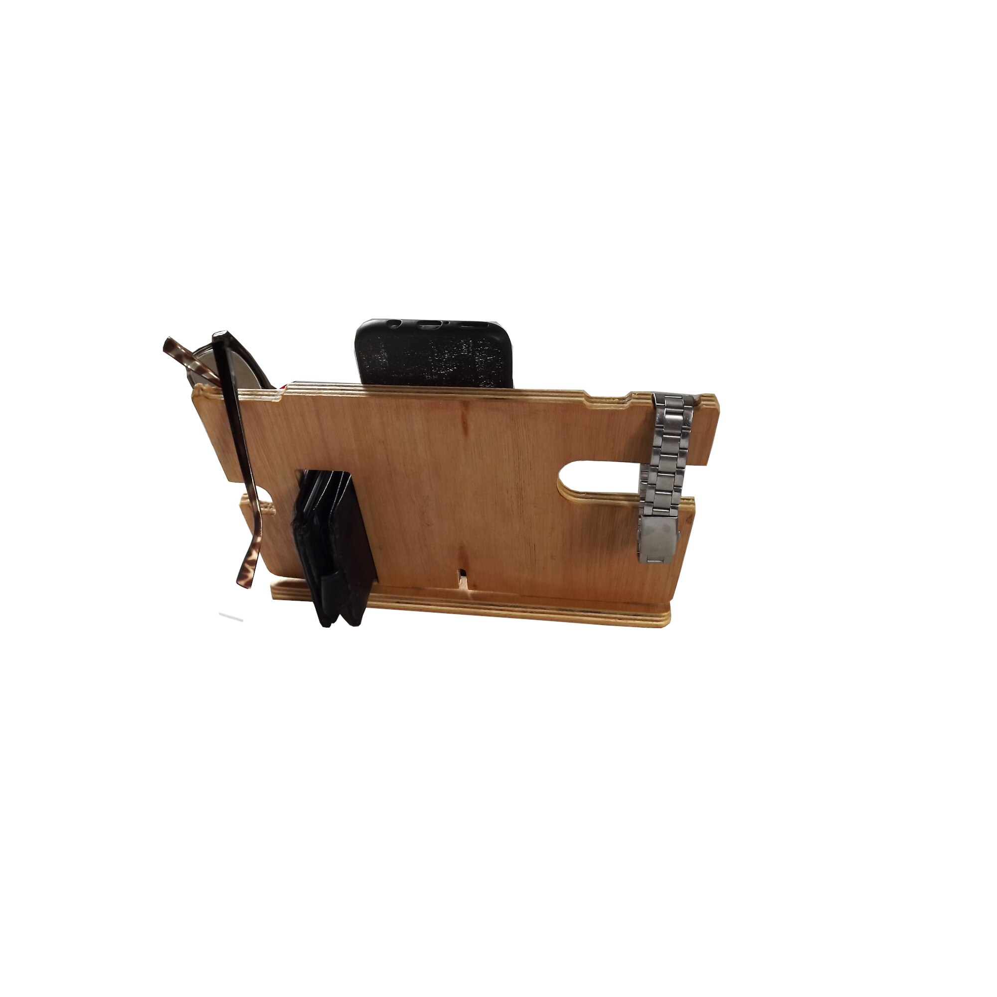 Organizator accesorii pentru barbati, lemn natur Mos220, 28x18x18 cm ...