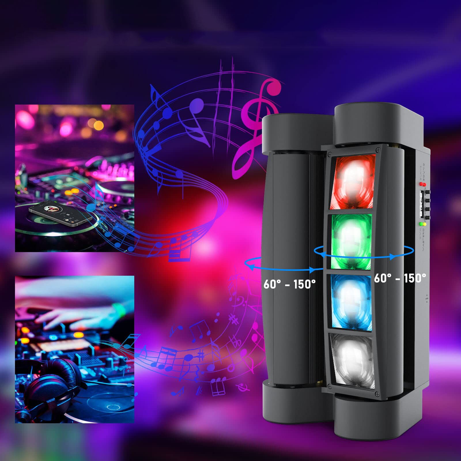 Proiector lumini Led DJ, YWX, 8x3W LED RGB, 4 Mod Usor, Usor de ...