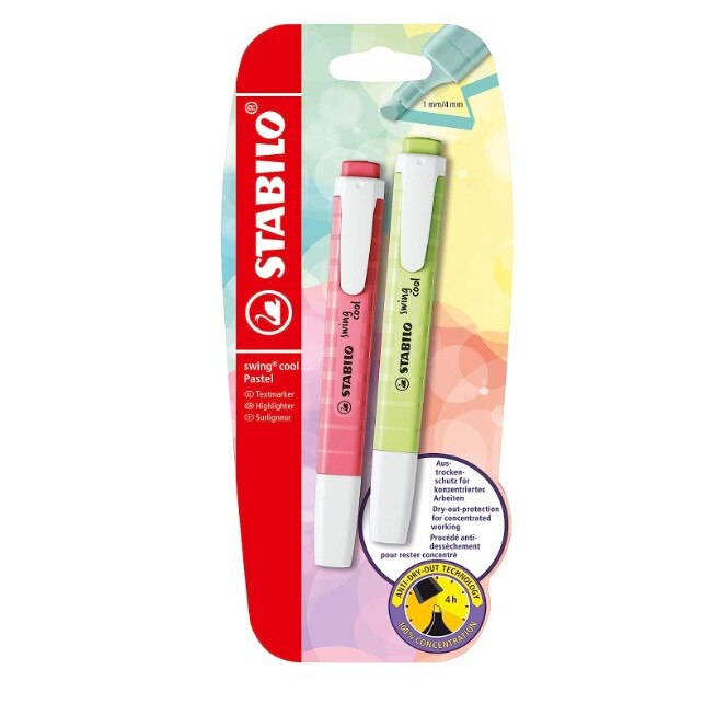 Textmarker Stabilo Swing Cool Pastel 2 culori/set - eMAG.ro