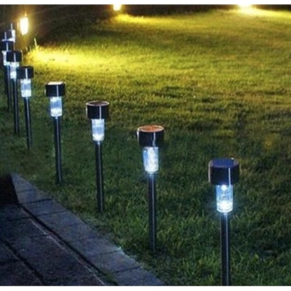 Set 10 lampi solare pentru gradina dimensiune 30 cm cu lumina alba ...
