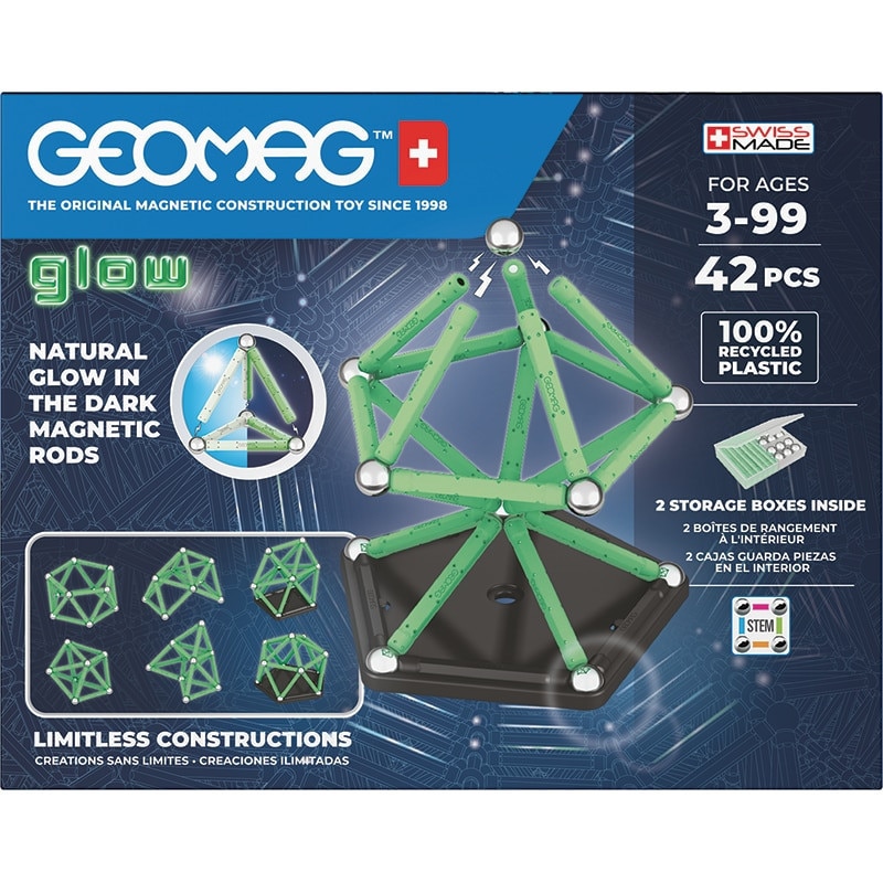 Set de constructie magnetic Geomag Glow 42 piese, 329 - eMAG.ro