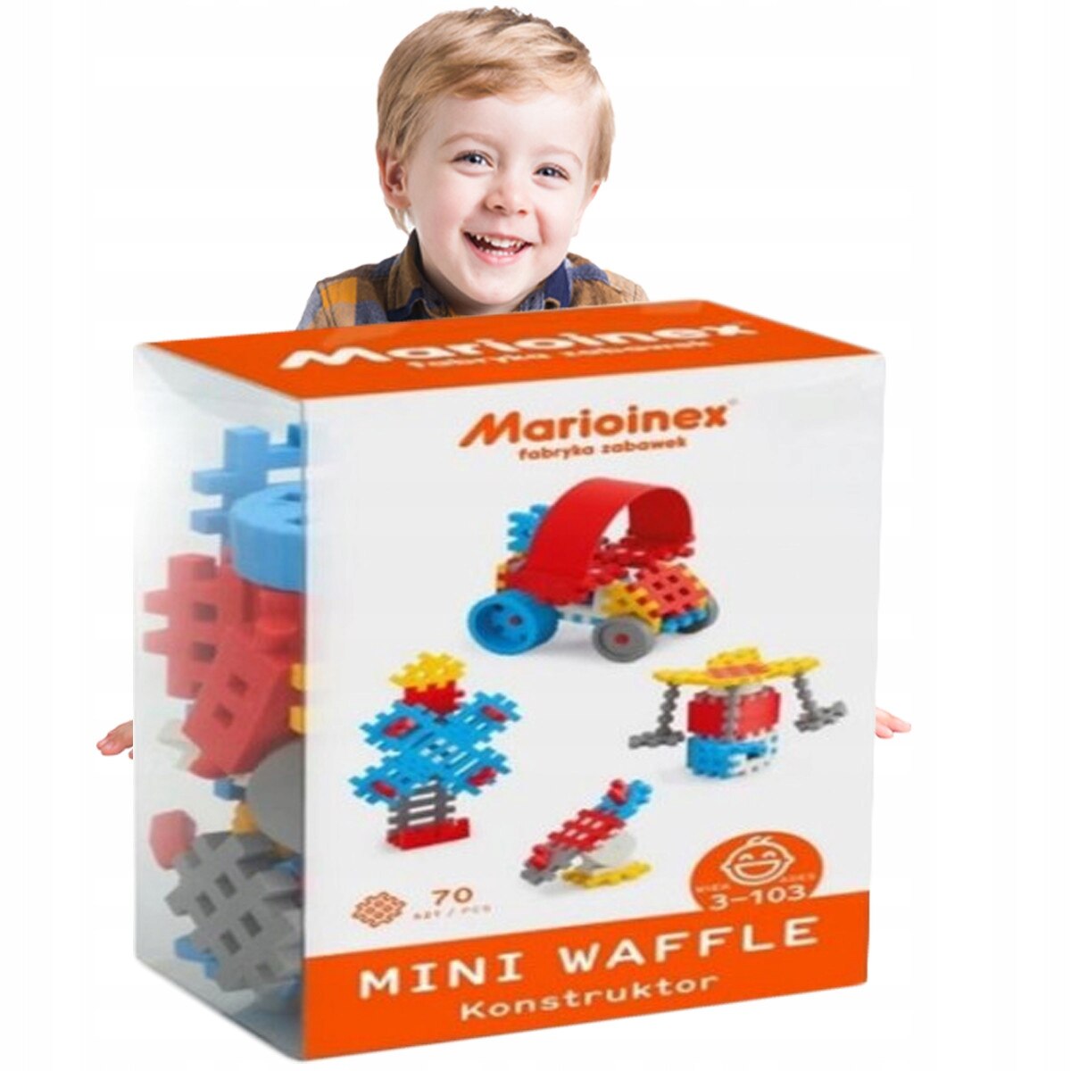 Set 70 blocuri de constructie, Marioinex, Plastic, 3 ani, Multicolor ...