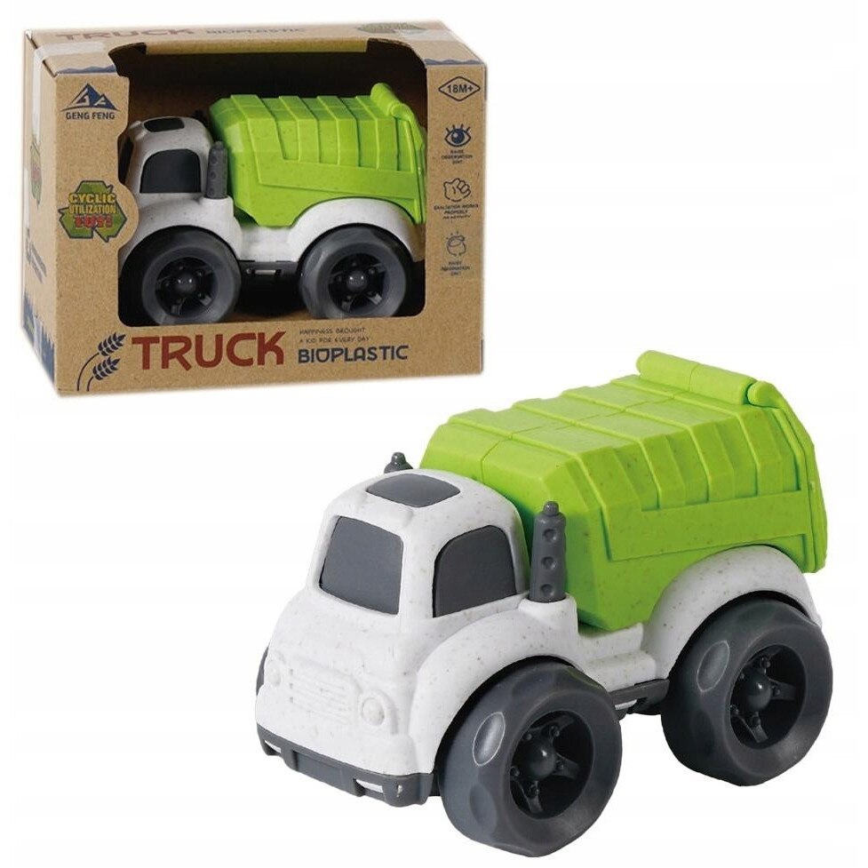 Camion de gunoi de jucarie, Askato, Biplastic, 18 luni+, Verde/Alb ...