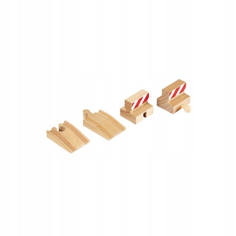 Set sine si tampon pentru tren, Brio, Lemn, 3+ ani, Bej/Rosu - eMAG.ro