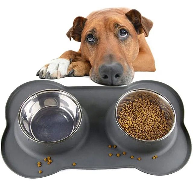 Set de 2 castroane cu suport din silicon antiderapant, gri, pentru ...