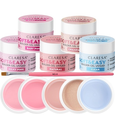 Set 4x Gel de constructie Claresa Soft&Easy 45g + baza CLEAR - eMAG.ro