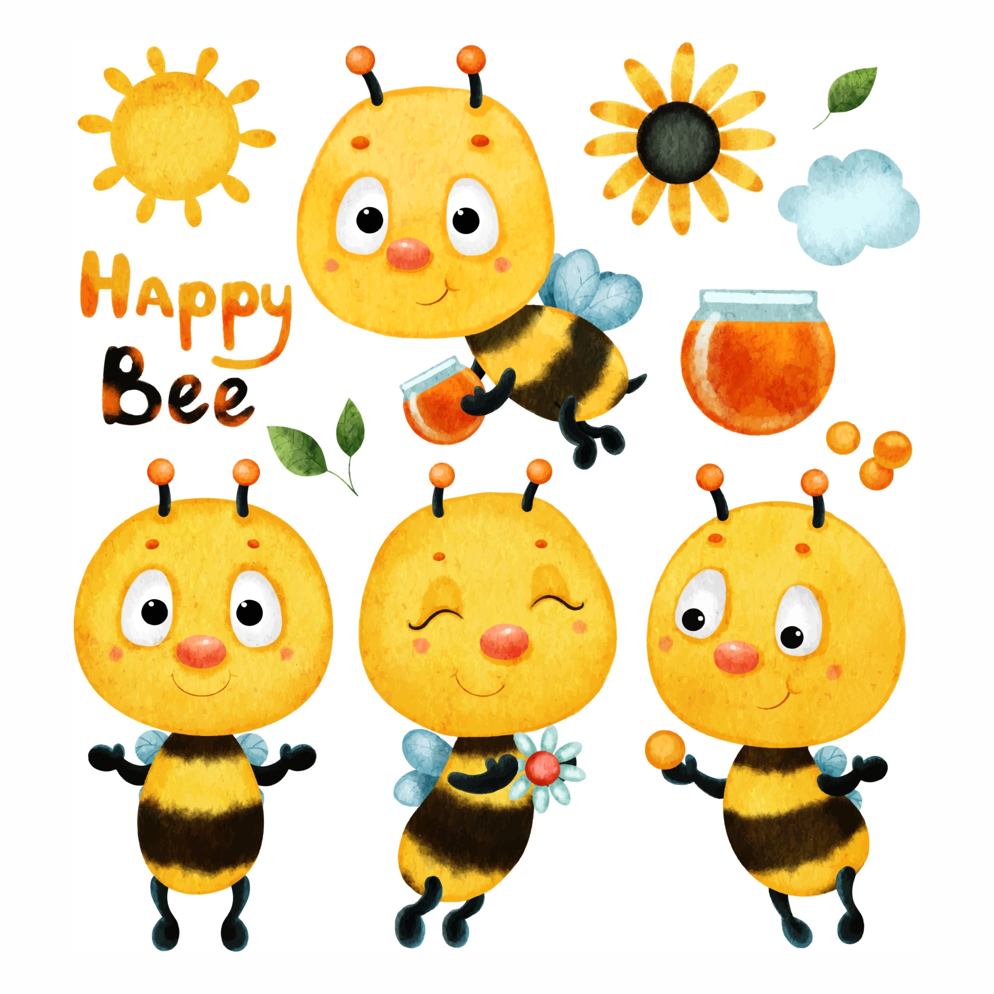 Sticker decorativ pentru copii, Albinute harnice, 60 x 60cm rezistent ...