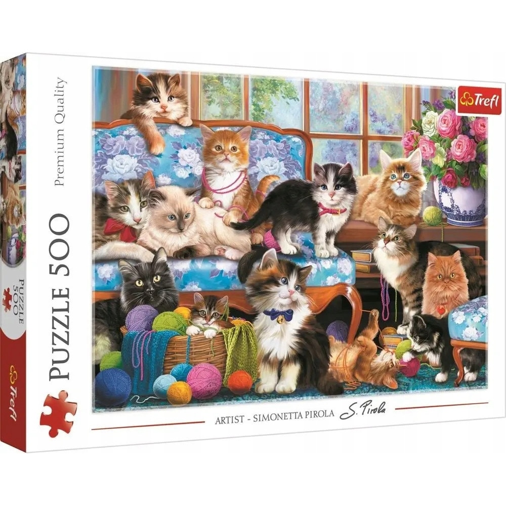 Puzzle, Trefl, 500 piese, Model Pisici, Multicolor - eMAG.ro