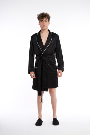 Halat pentru Barbat din Satin de Matase Negru XL - eMAG.ro