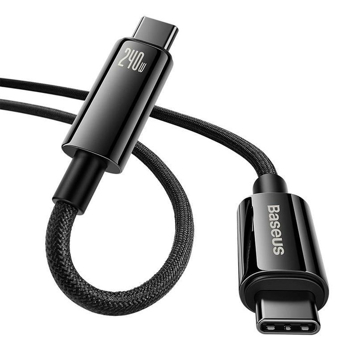 Cablu Baseus Tungsten Gold, USB-C la USB-C, 240W, Fast Charging, 1m ...