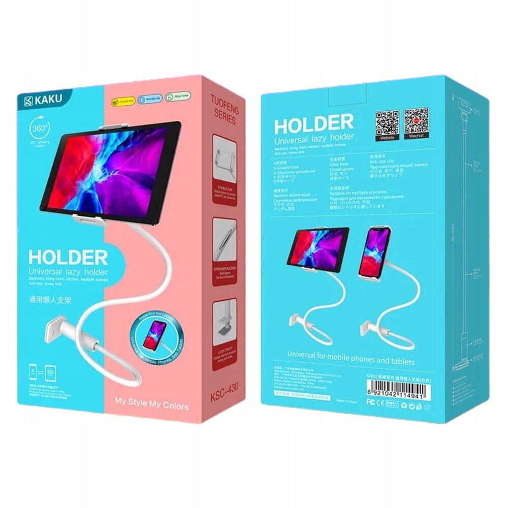 Suport telefon/tableta, KakuSiga, Flexibil, Aliaj, Alb - eMAG.ro