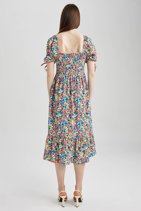 DeFacto, Rochie midi cu imprimeu floral, Multicolor, S - eMAG.ro
