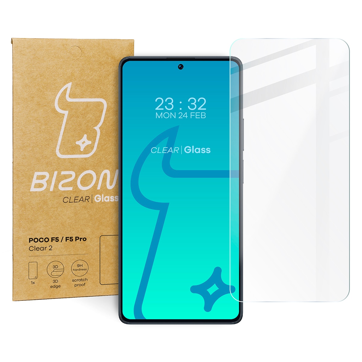 Folie protectie telefon, Bizon, Sticla, Pentru Poco F5, Transparent ...