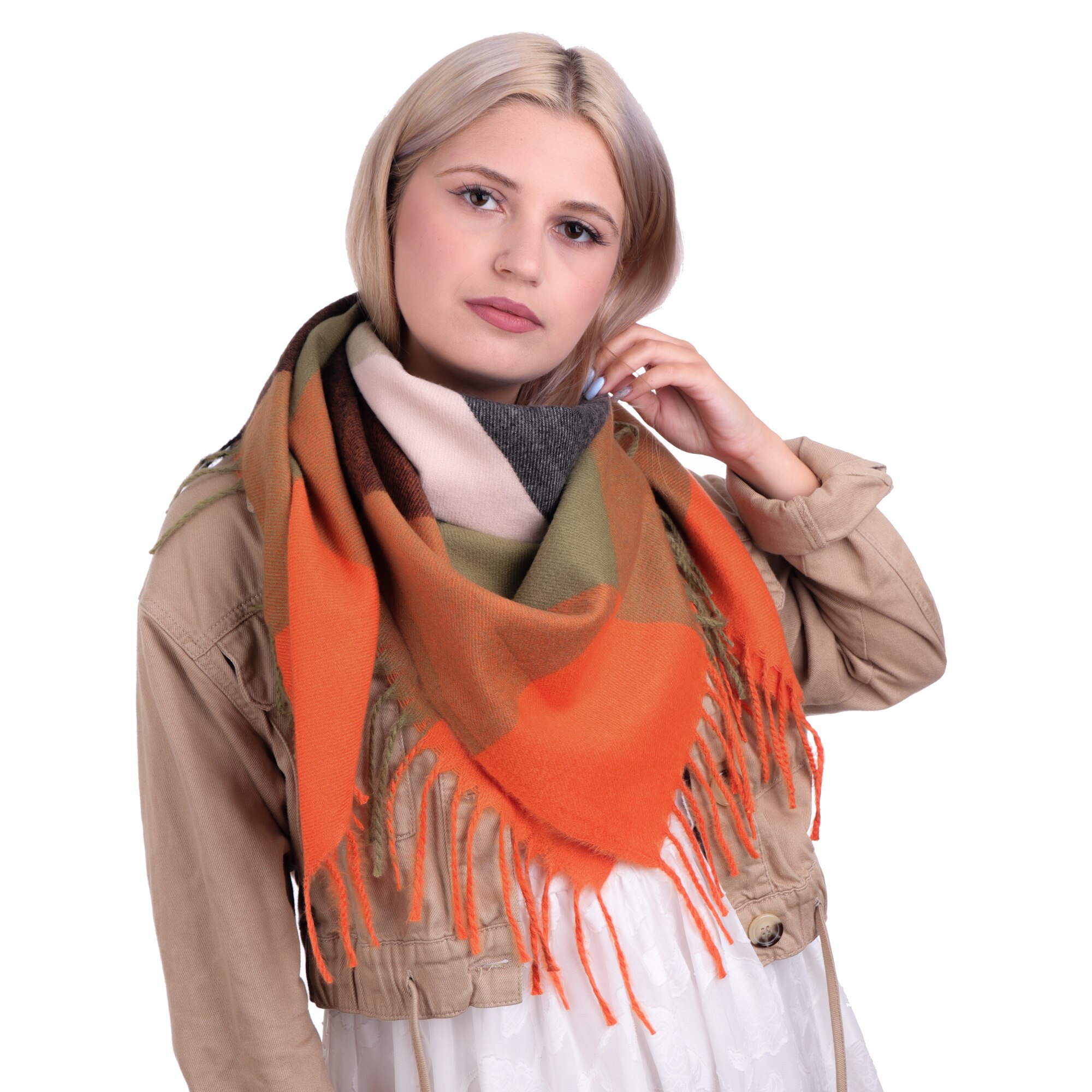 Esarfa dama in carouri, Born86, Casmir, 93 x 93 cm, Multicolor - eMAG.ro