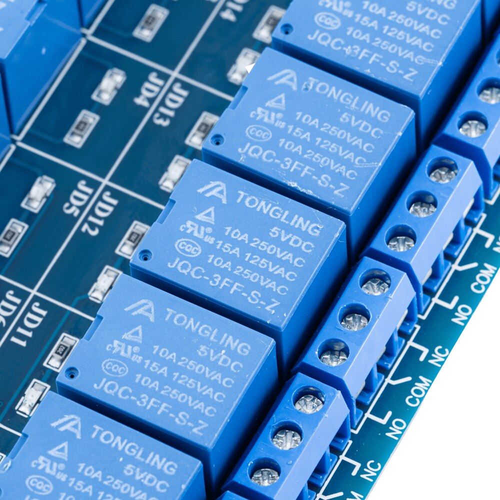 Modul releu, 16 canale, 5 V, 10 A, Plastic, 180x56 mm, Albastru - eMAG.ro