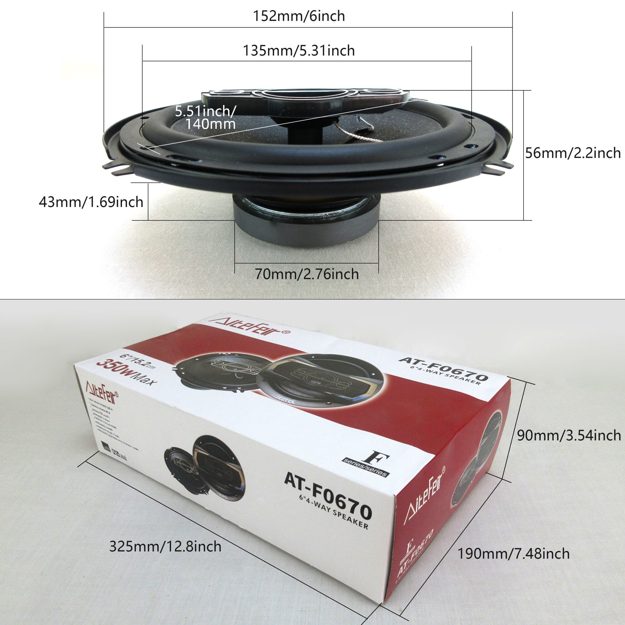 Difuzor auto, AiteFeir, 6inch, Metal/Plastic, 700 W, Negru - eMAG.ro