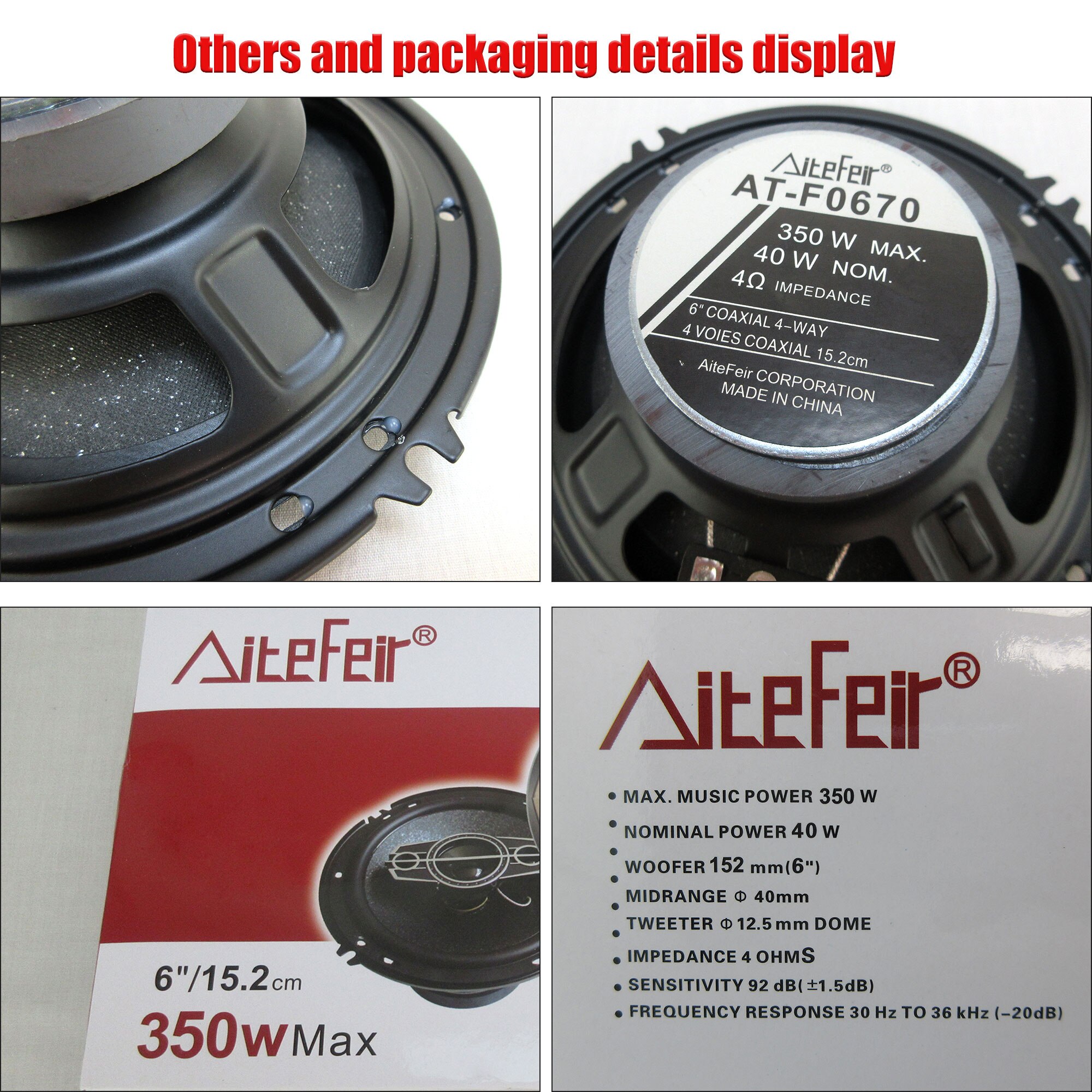 Difuzor auto, AiteFeir, 6inch, Metal/Plastic, 700 W, Negru - eMAG.ro