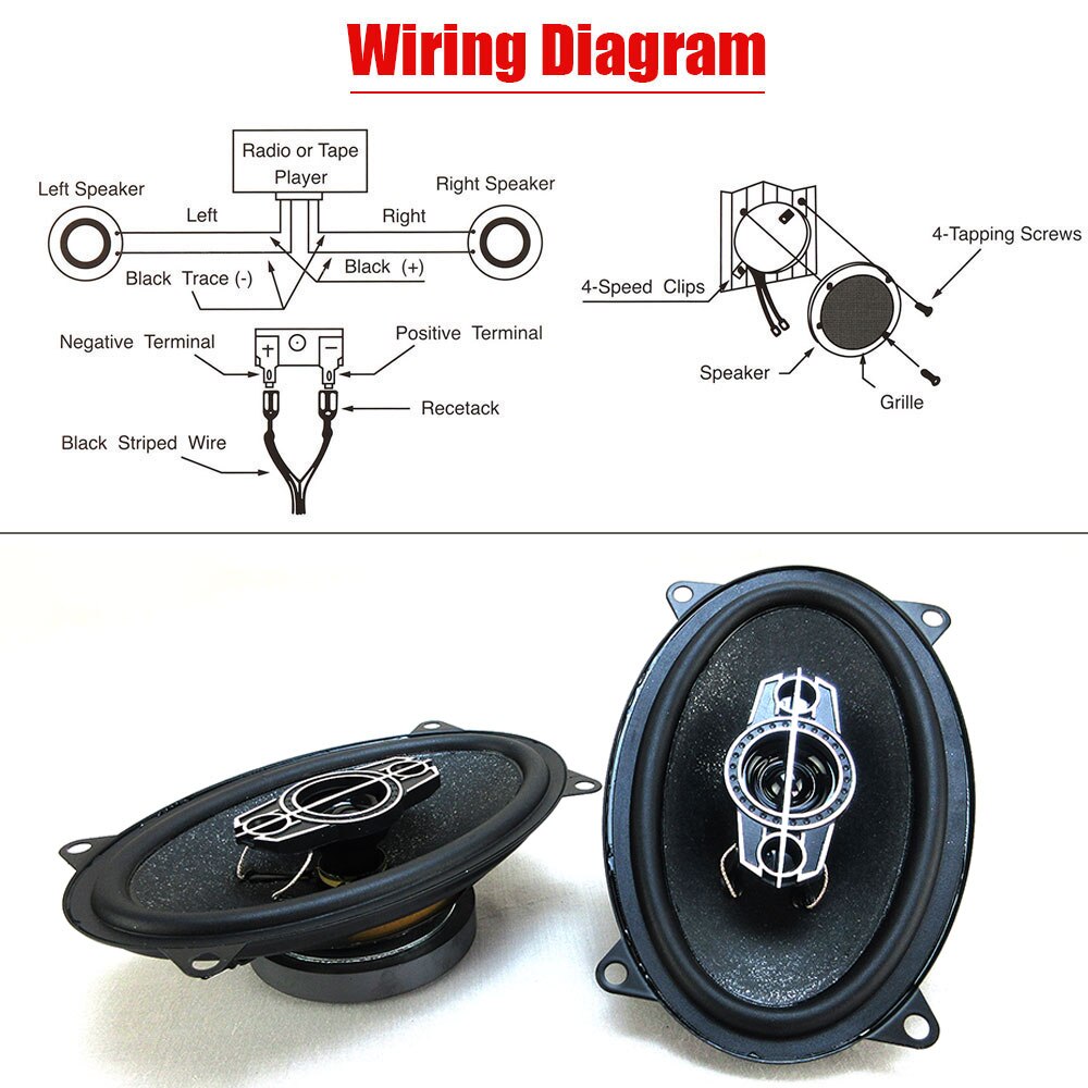 Set 2 difuzoare auto, 4X6 inch, AiteFeir, Metal/Plastic, 640 W, Negru ...