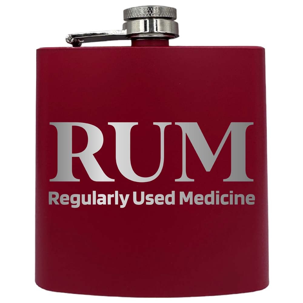 Plosca metalica gravata, de 6oz 180 ml pentru bauturi fine, RUM-Regular ...