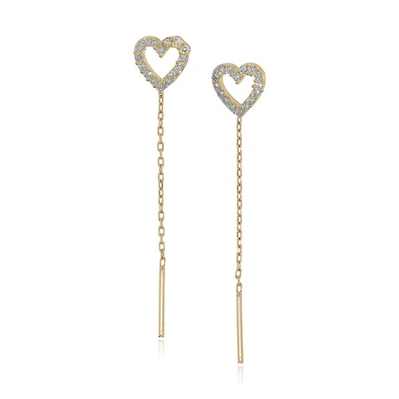 Cercei din aur 14k, Inima contur cu cristale albe - eMAG.ro