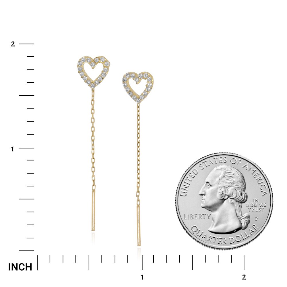 Cercei din aur 14k, Inima contur cu cristale albe - eMAG.ro