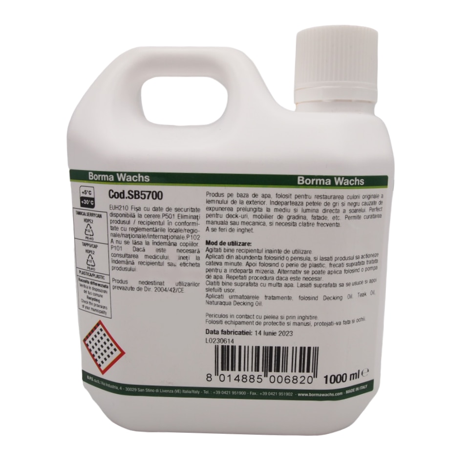 Detergent pe baza de apa pentru lemnul de exterior, Borma Wachs, No ...