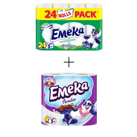 Set Hartie igienica Emeka Mountain Fresh, 3 straturi, 24 role + Hartie ...