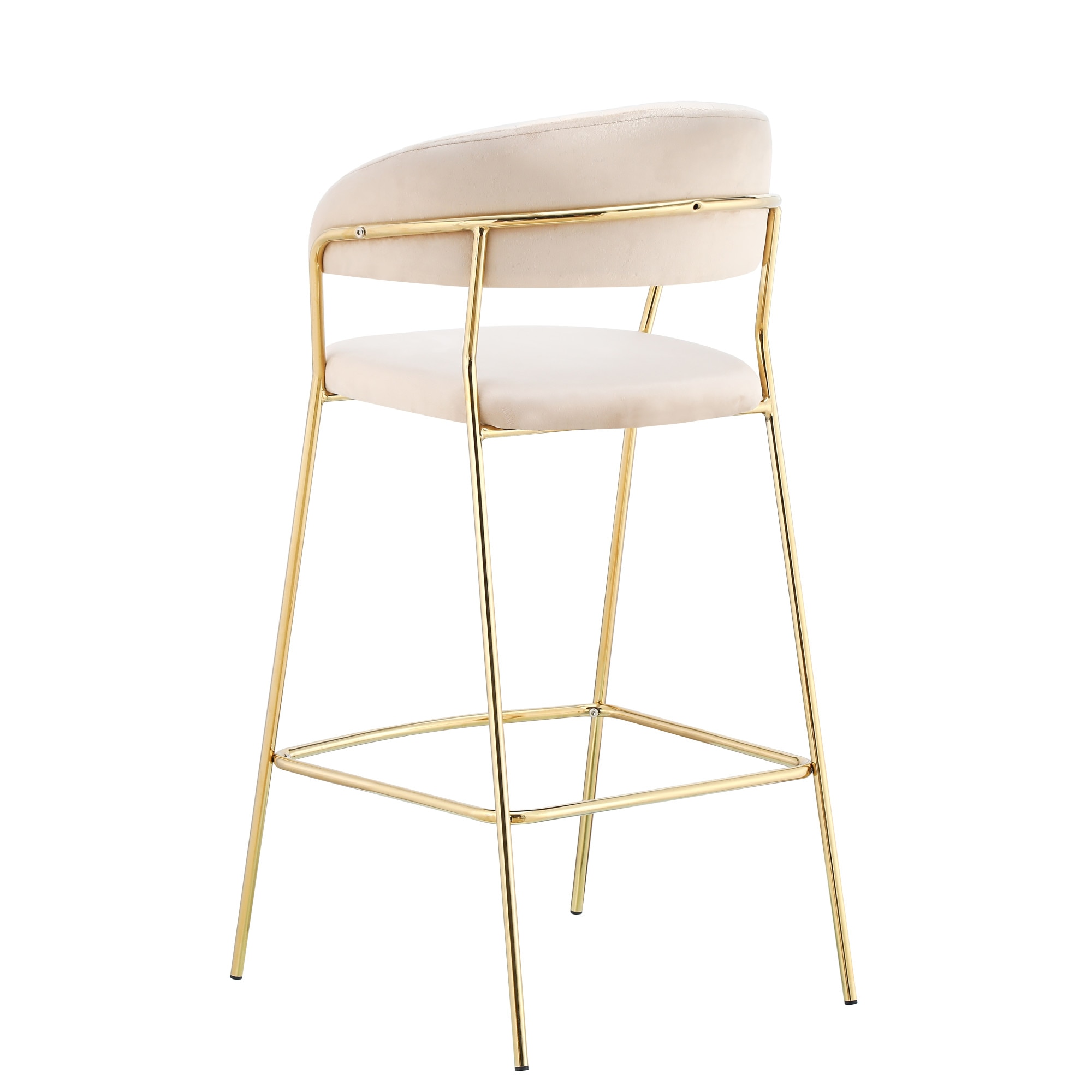 Set 2 scaune de bar tapitate cu stofa si picioare metalice, Sarah ...