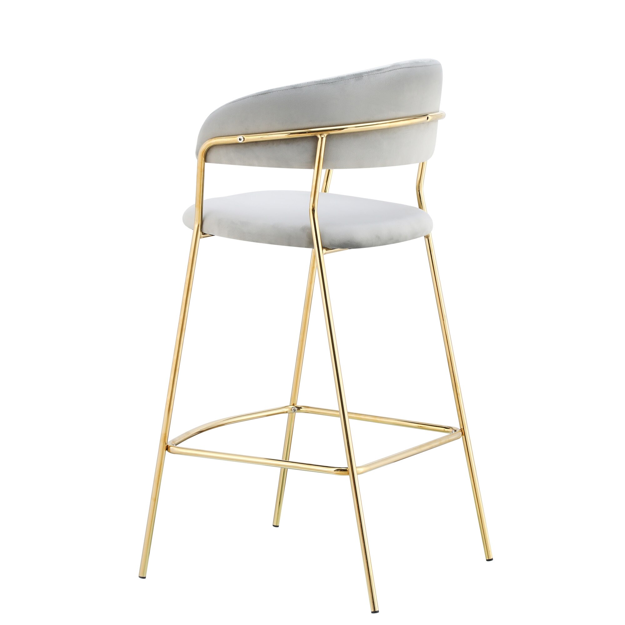 Set 2 scaune de bar tapitate cu stofa si picioare metalice, Marte ...