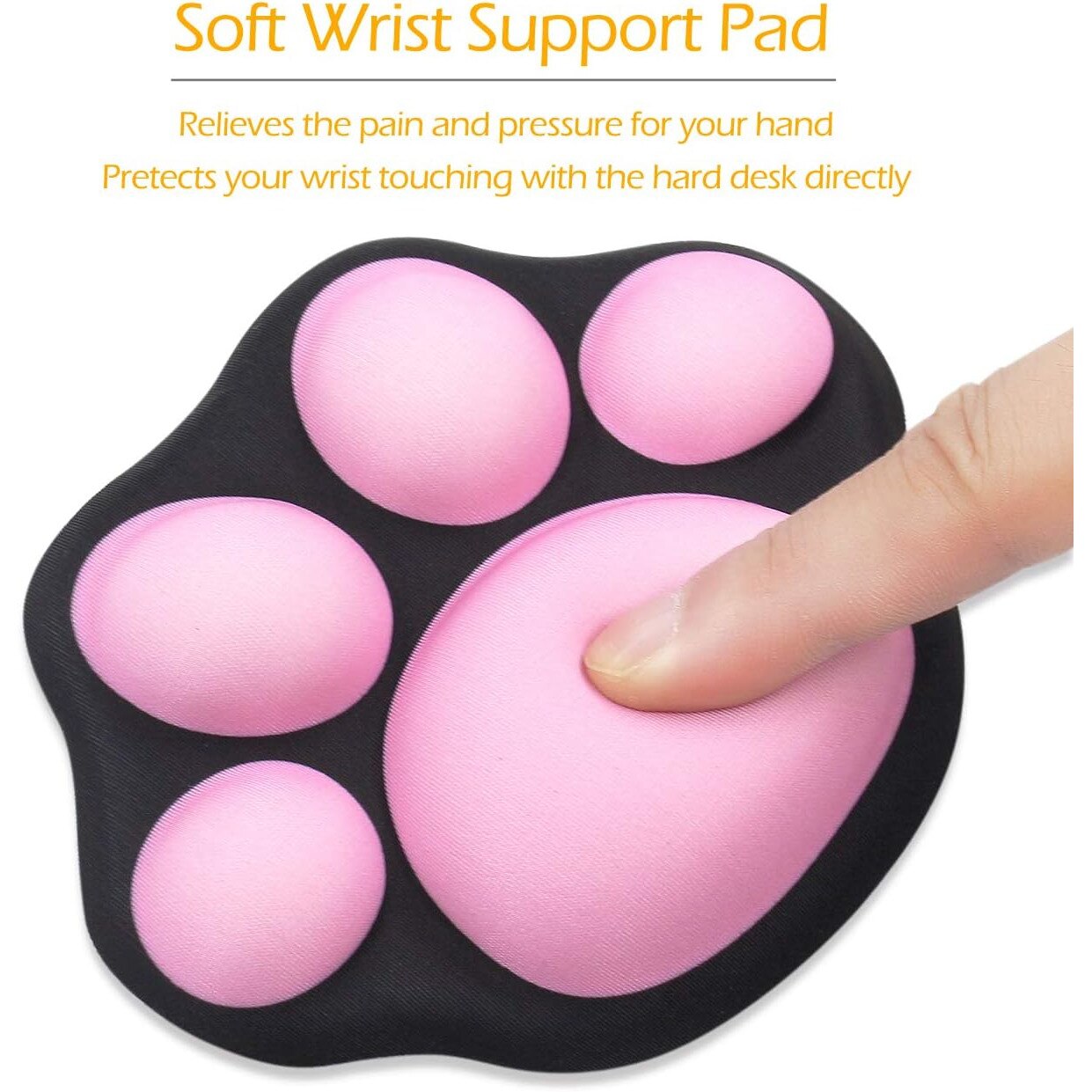 Mouse Pad ergonomic, Textil/Gel, Suport incheietura mainii, Negru/Roz ...