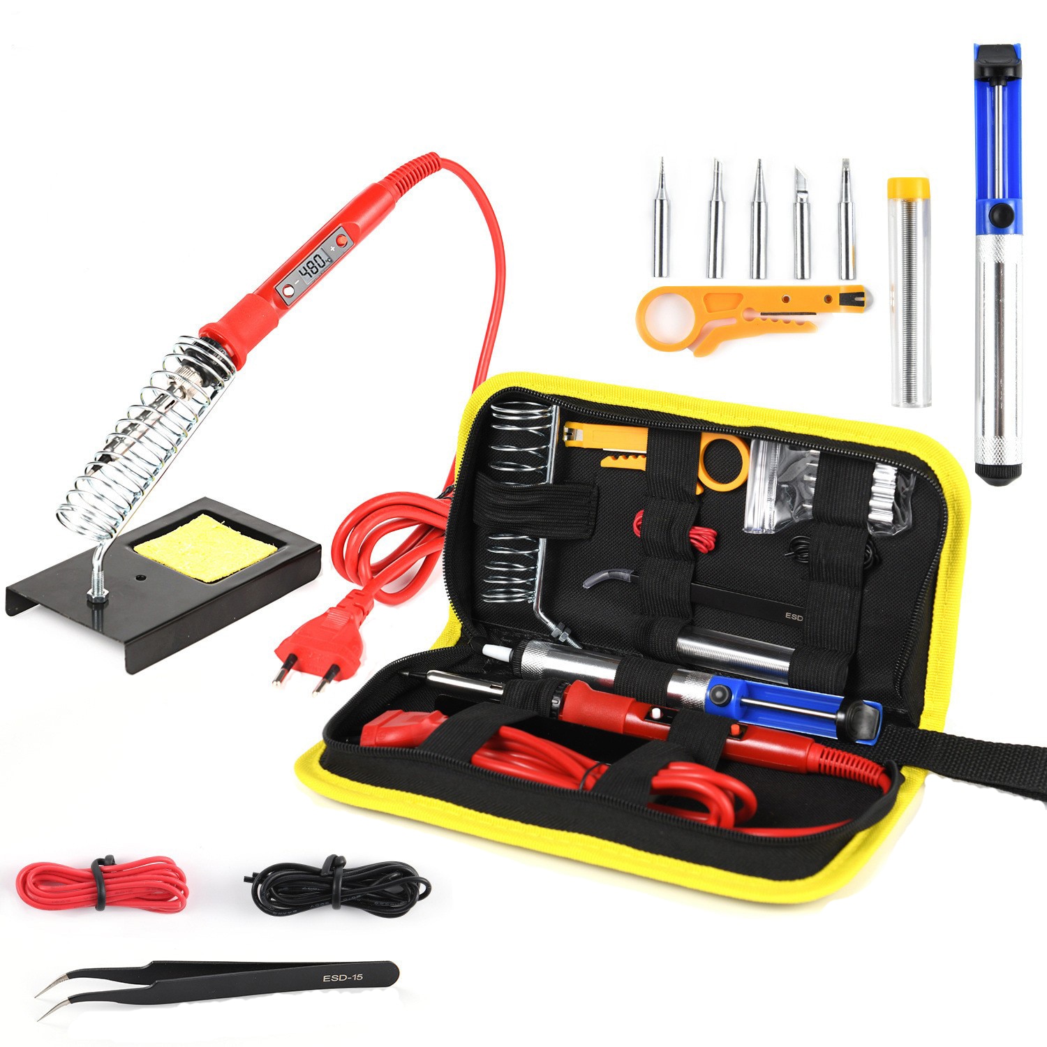 Kit profesional pentru lipit si cositorit, BOMSTOM, 80W, ecran digital ...
