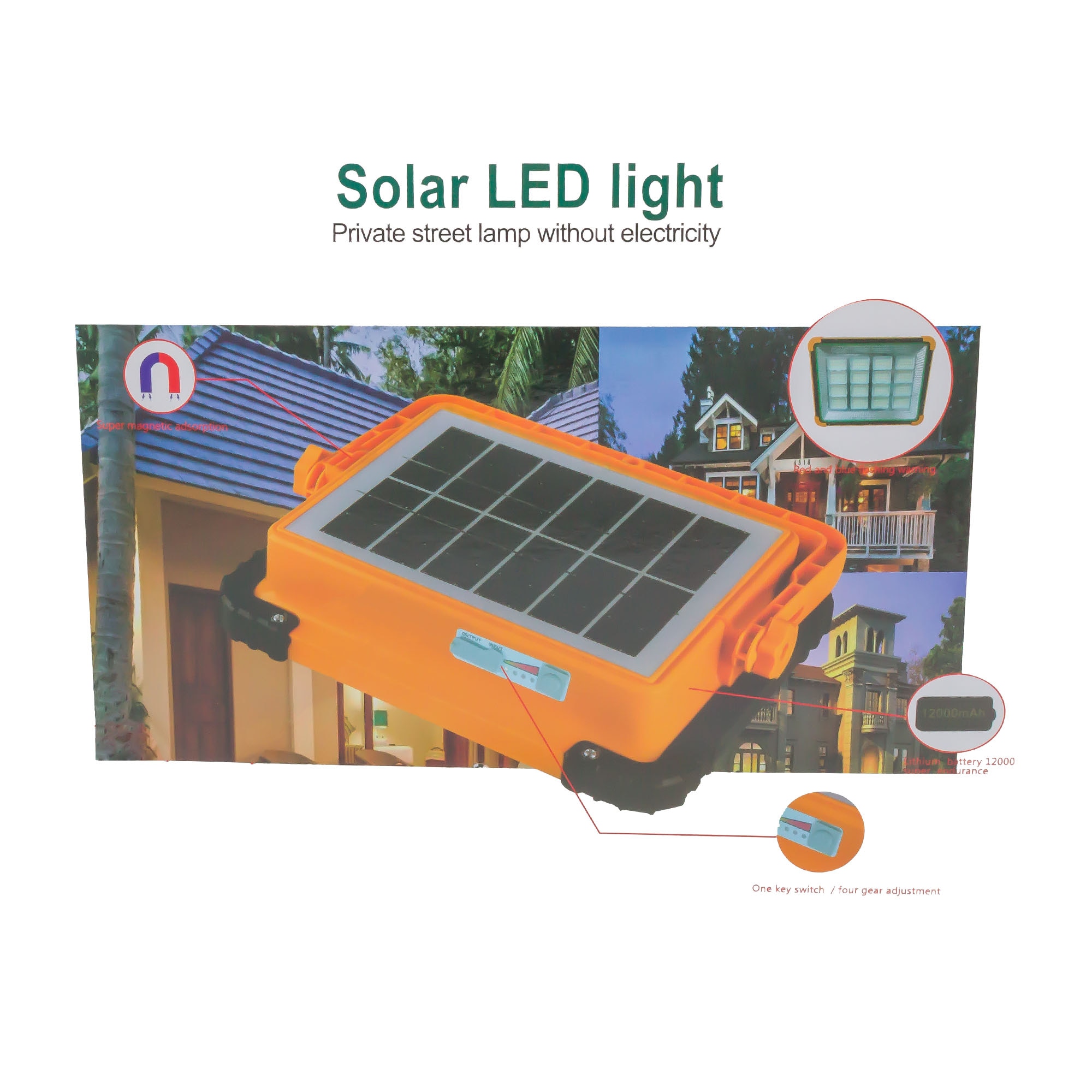 Proiector Solar, Protectie IP66, Incarcare Solara sau de la Retea ...