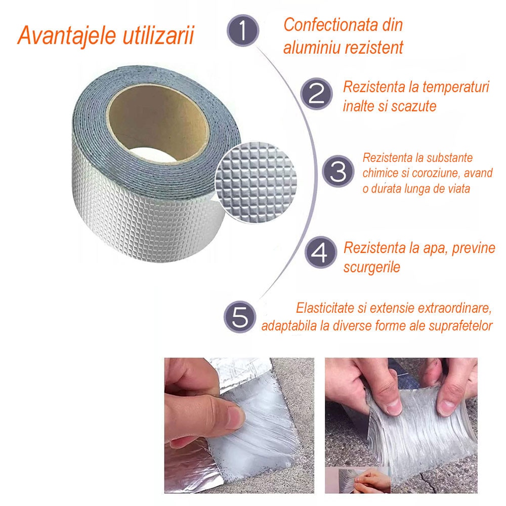 Banda Adeziva EDAR Pentru Reparatii, Finisaj din Aluminiu, Rezistenta ...