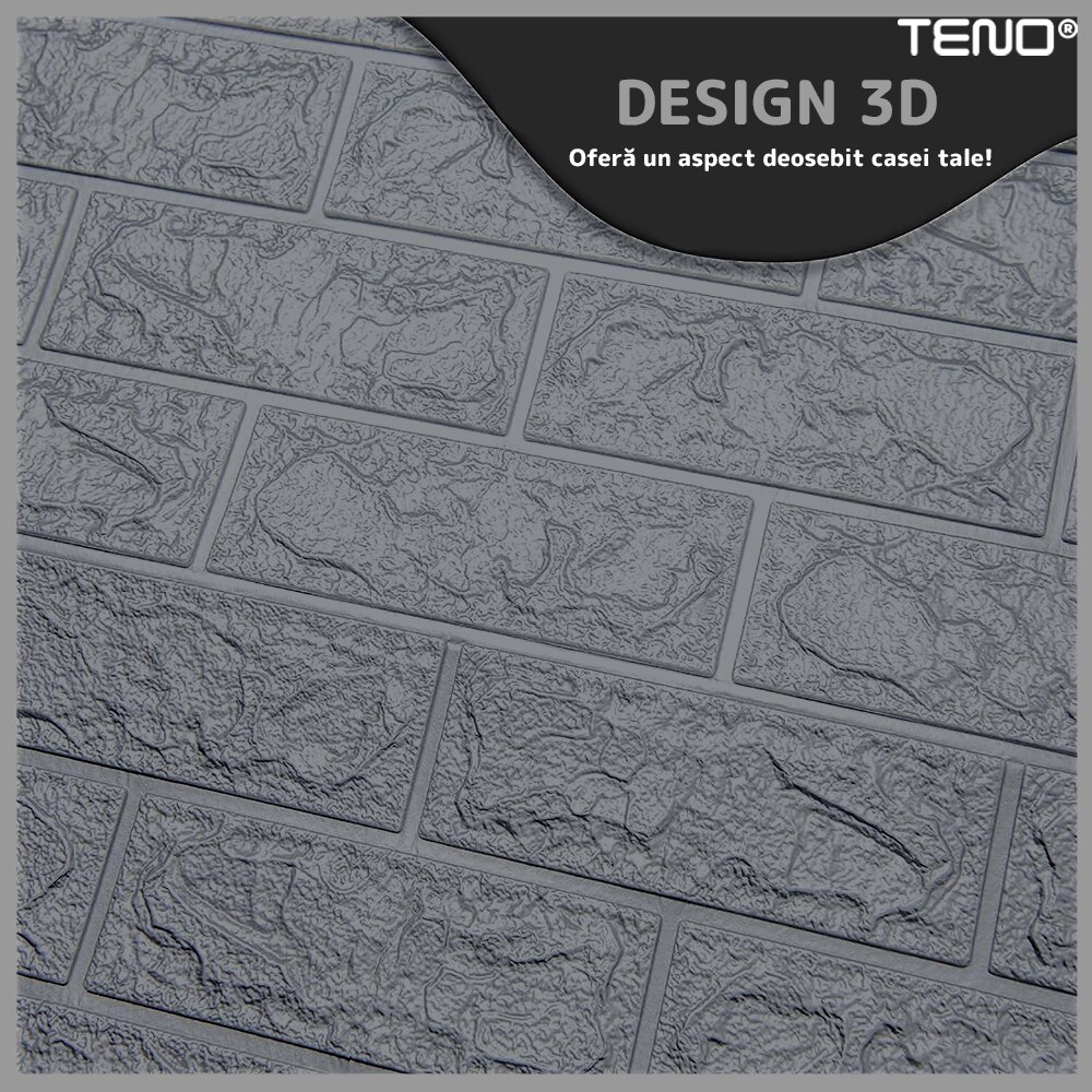 Set 10x Tapet Caramida 3D Teno®, autoadeziv, waterproof, usor de montat ... Set 10x Tapet Caramida 3D Teno®, autoadeziv, waterproof, usor de montat ...