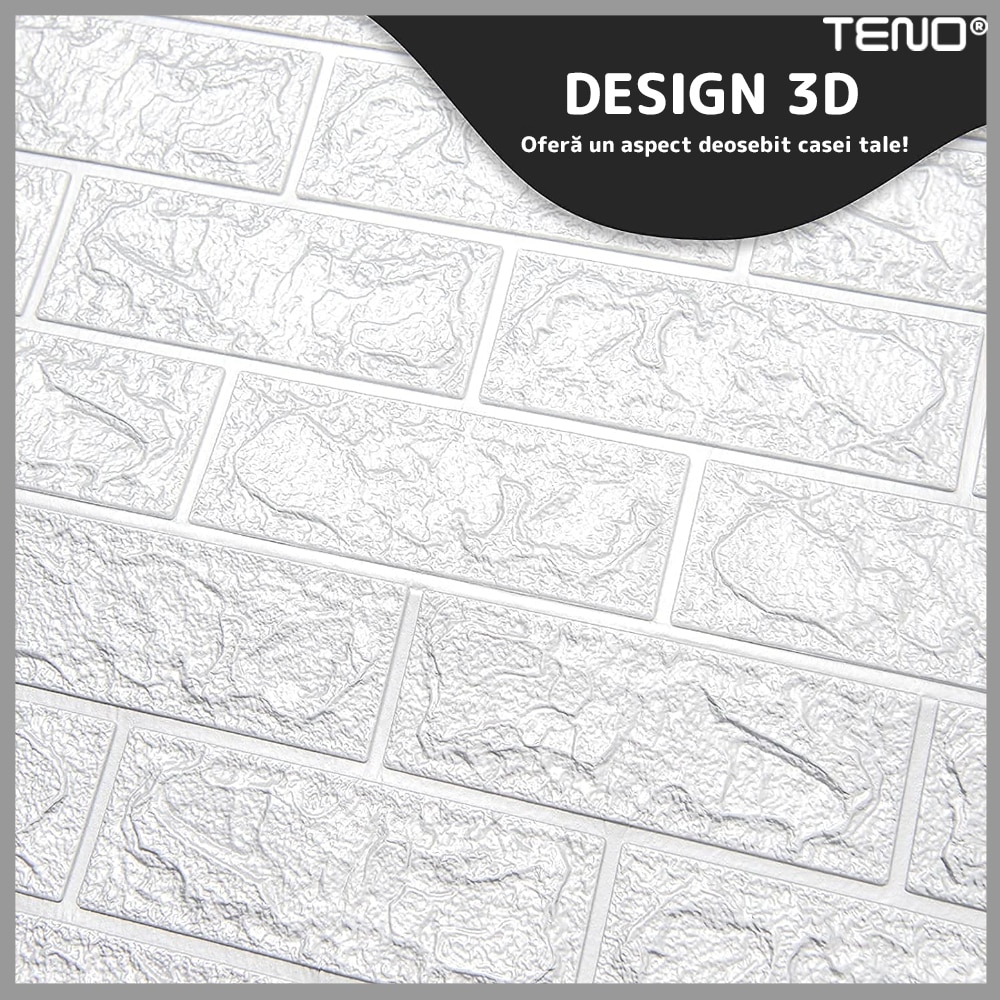 Set 10x Tapet Caramida 3D Teno®, suprafata acoperire 5.3 mp, autoadeziv ...
