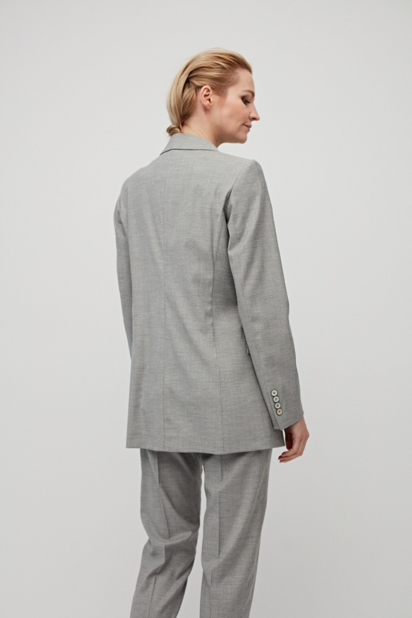 Sacou de costum, Patrizia Aryton, Lana/Viscoza/Elastan, Gri, 36 - eMAG.ro